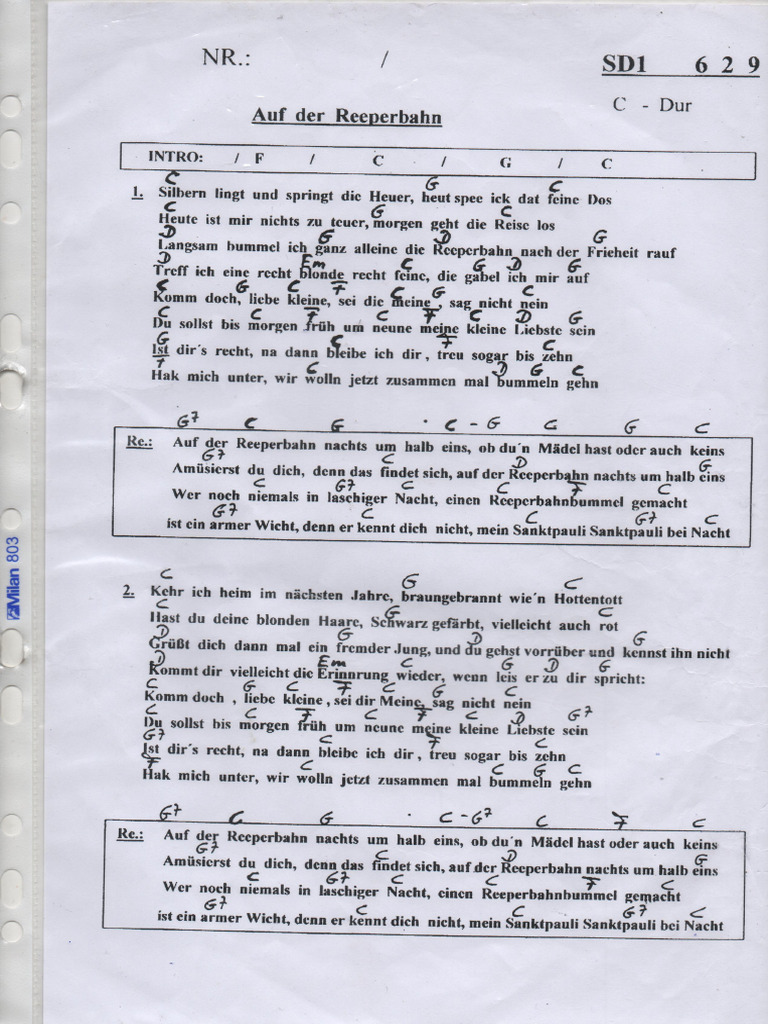 Auf Der Reeperbahn Nachts Um Halb Eins | PDF