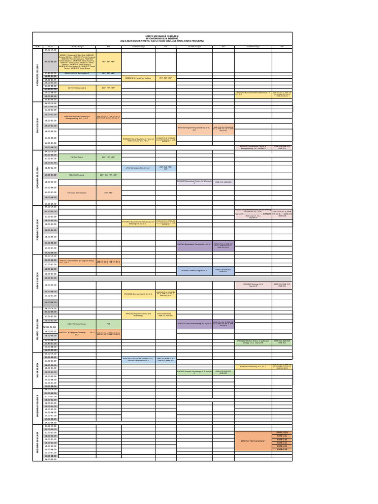 Lisans 2023 2024 BAHAR FINAL Sinav Programı 220524 | PDF