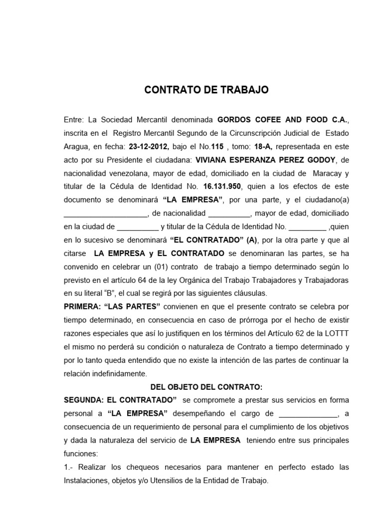 Formato de Contrato | PDF | Salario | Business