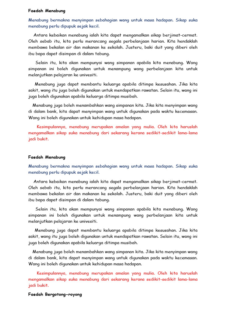 Contoh Karangan Fakta Sekolah Rendah | PDF | Pengembangan Diri