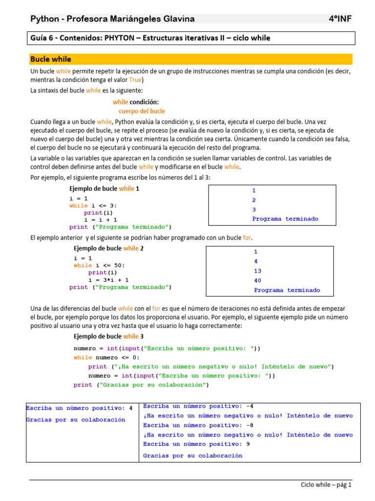 06 Python - Ciclo While | PDF | Informática | Programación de computadoras