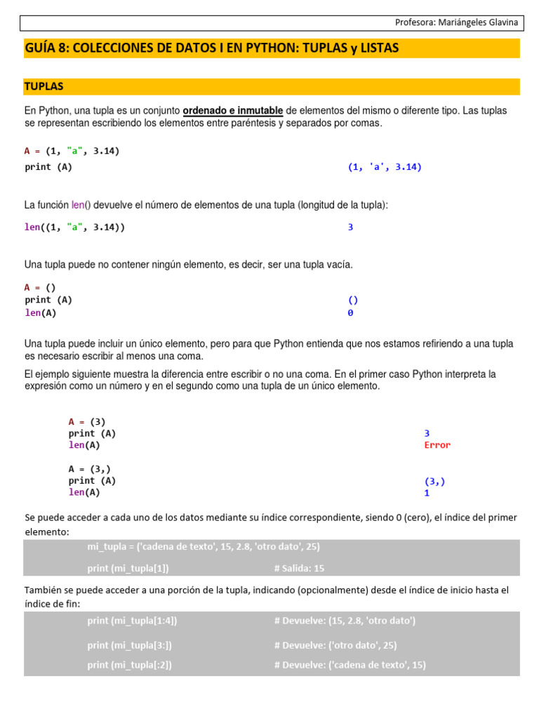 08 Python - Colecciones de Datos I | PDF | Python (lenguaje de programación) | Programación de ...