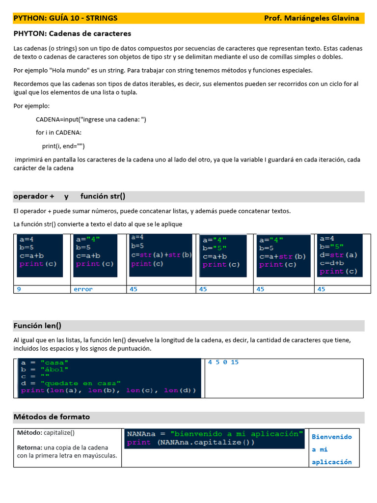 10 Python - Cadenas de Caracteres | PDF | Cadena (informática) | Python ... 10 Python - Cadenas de Caracteres | PDF | Cadena (informática) | Python ...