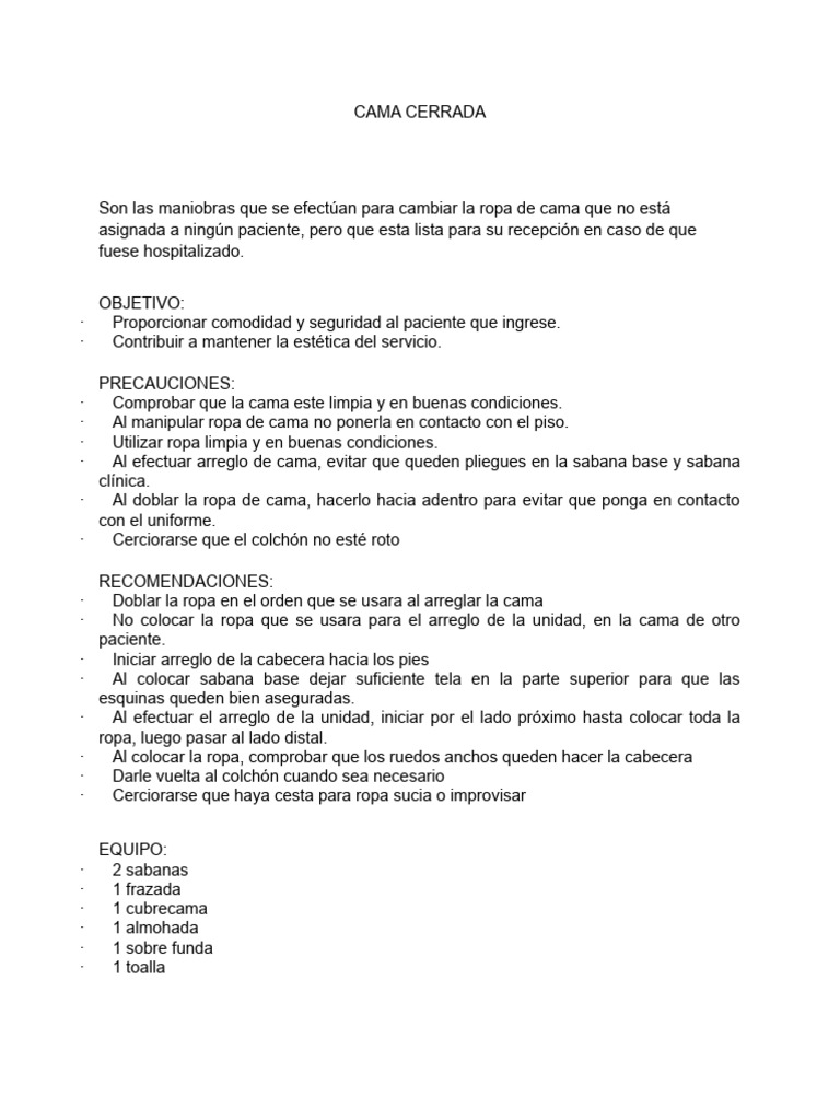Cama Cerrada | PDF