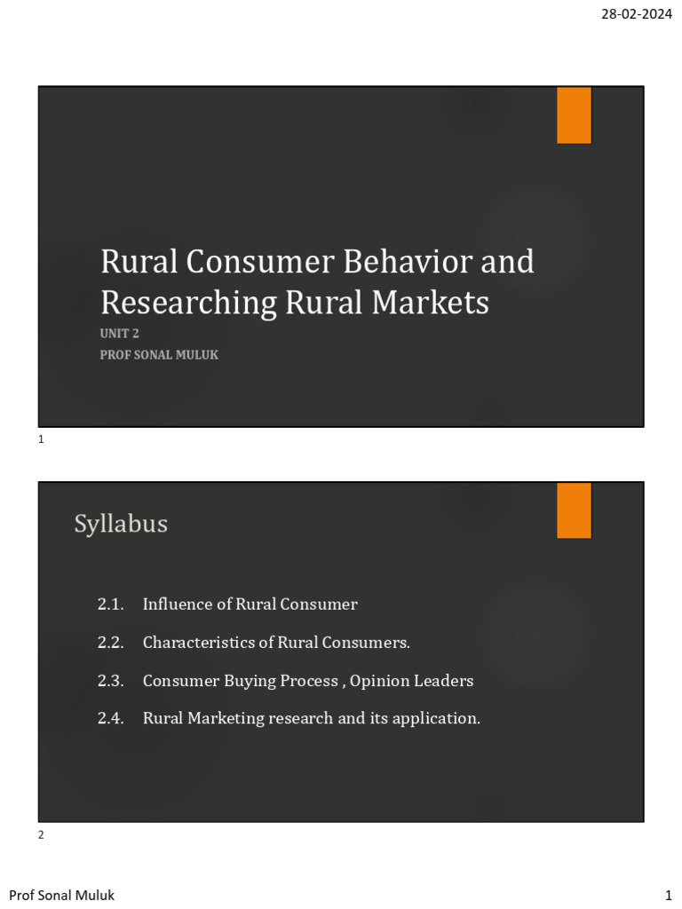 Unit 2 Rural Marketing | PDF | Sampling (Statistics) | Consumer Behaviour