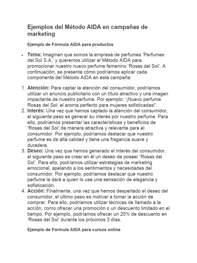 Ejemplos del Método AIDA en campañas de marketing | PDF | Marketing ...
