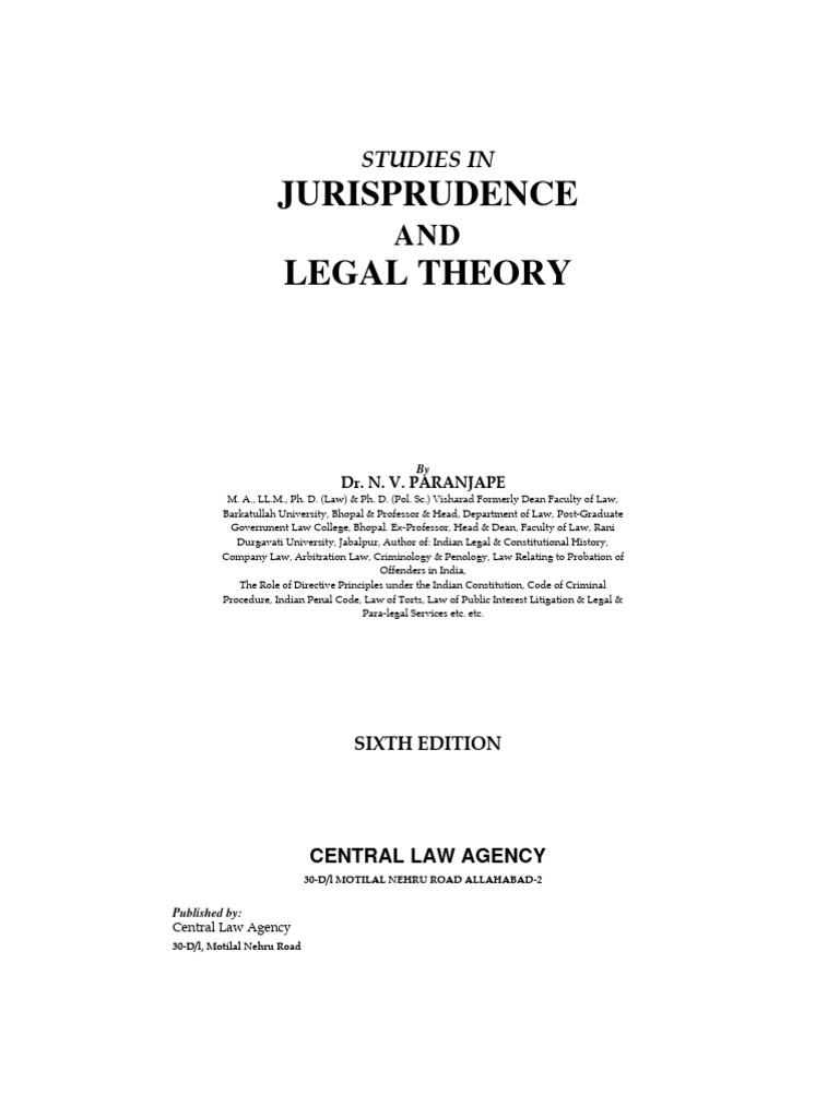 Studies in Jurisprudence and Theory - N. v. Paranjape | PDF | Jurisprudence | Justice