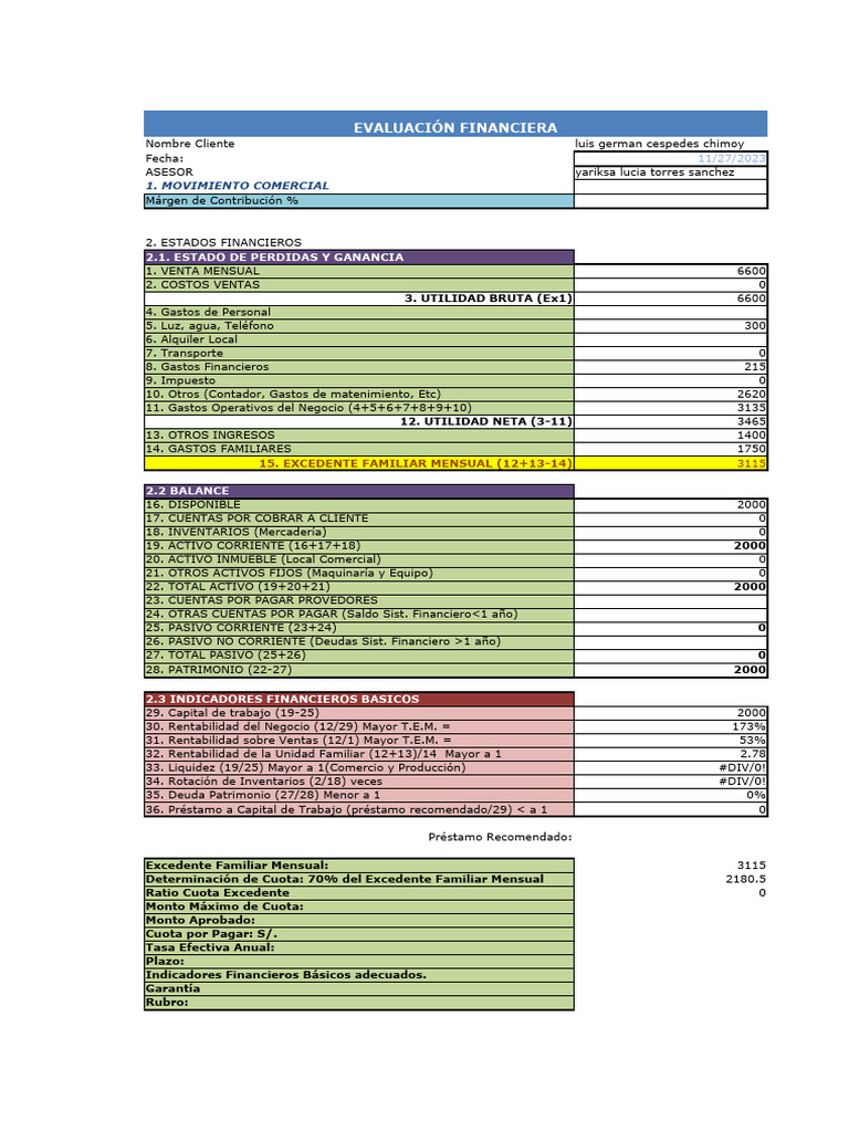ANEXO 7 - Formato Original de EEFF y Flujo de Caja | PDF | Capital de trabajo | Economias