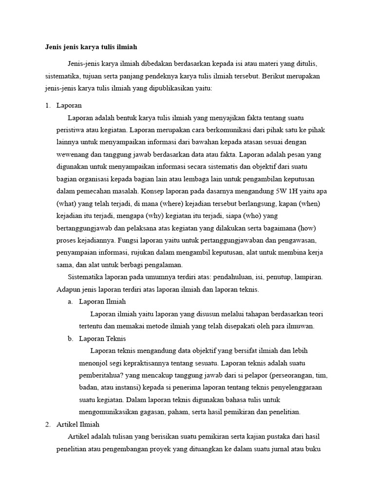 Jenis Jenis Karya Tulis Ilmiah Fix | PDF | Sains & Matematika