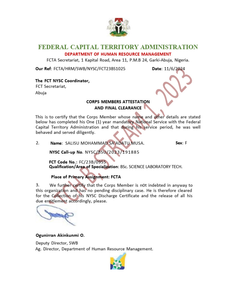 Nysc CLEARANCE | PDF