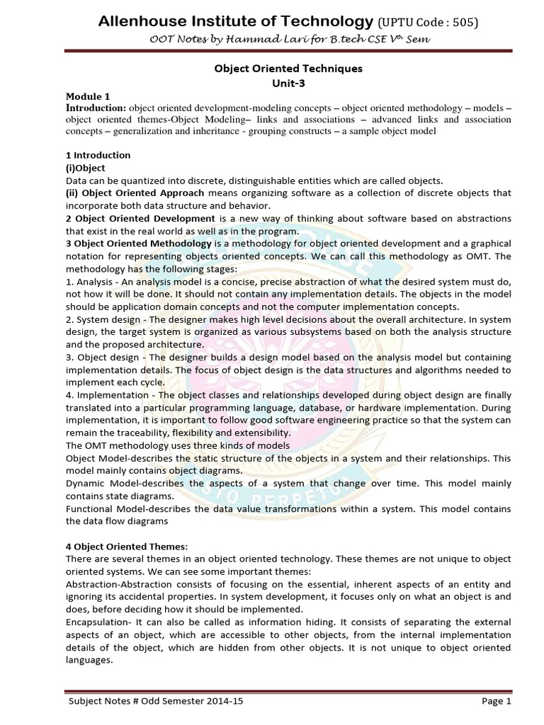 Oot Notes Unit 3 Pdf Inheritance Object Oriented Programming