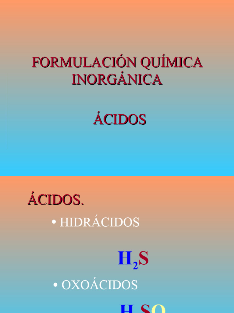 Formulación de Ácidos Inorgánicos | PDF | Ácido | Ácido clorhídrico