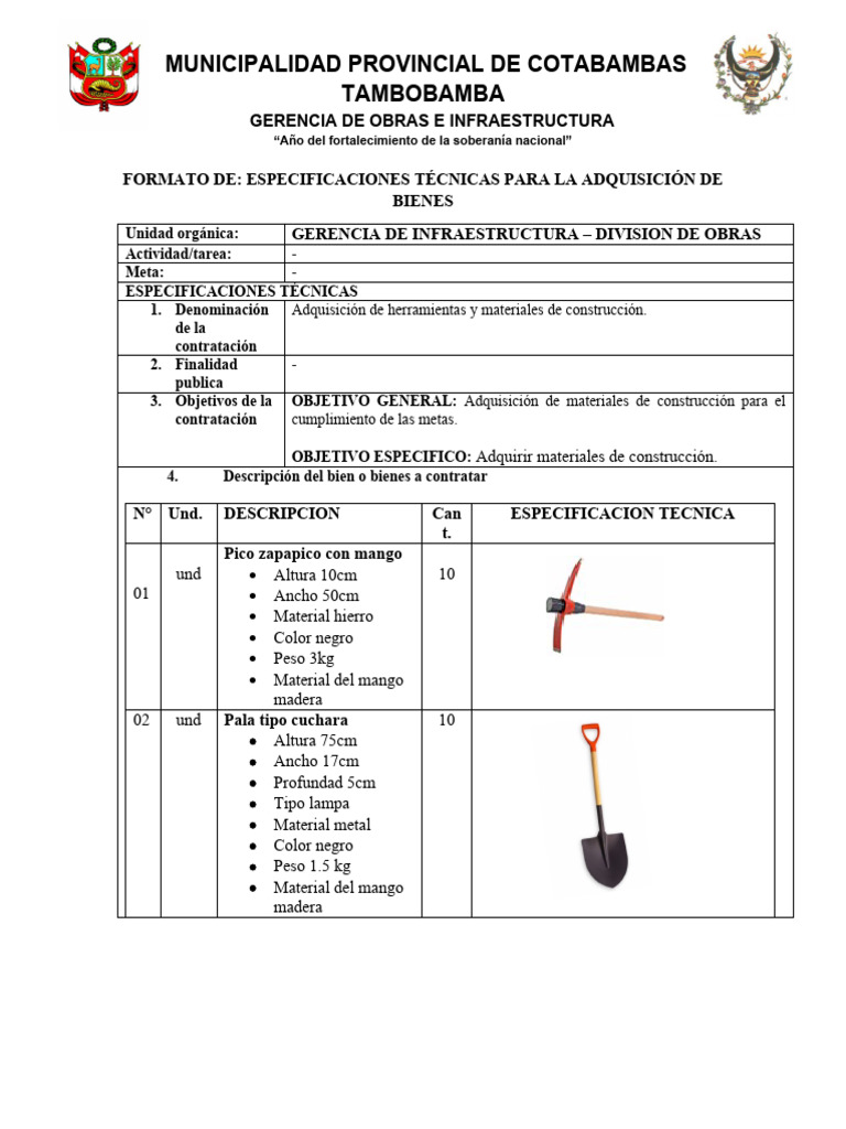 ESPECIFICACIONES TÉCNICAS - MATERIALES DE CONSTRUCCION | PDF
