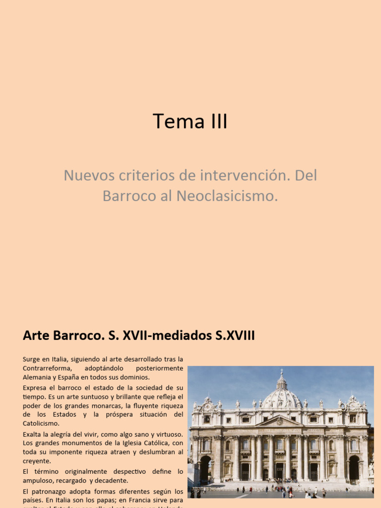 Tema III. Nuevos Criterios de Intervenciã N. Barroco y Neoclasicismo | PDF | Pinturas | Miguel Ángel
