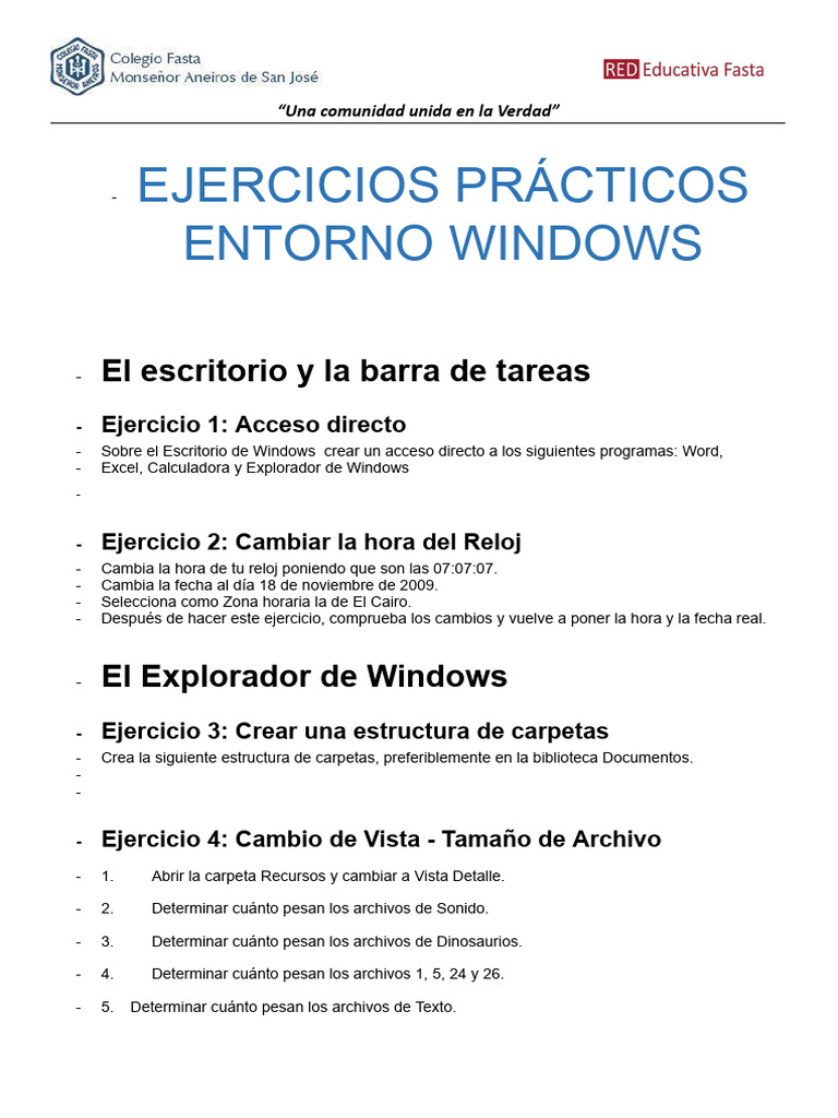 Ejercicios Manejo de Windows | PDF | Archivo de computadora | Microsoft ...