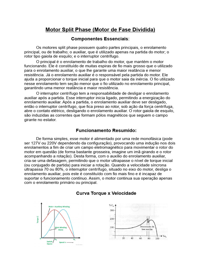 Motor Split Phase (Motor de Fase Dividida) | Download grátis PDF ...
