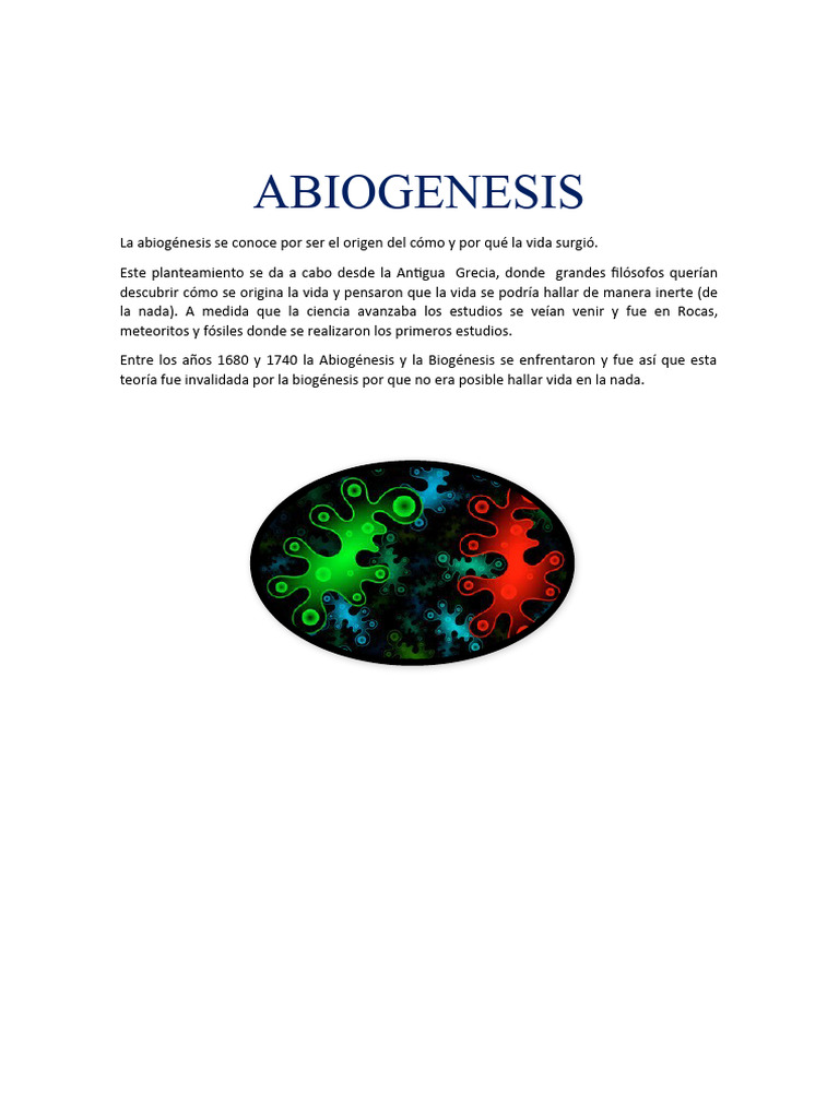 Historia de la Abiogénesis | PDF