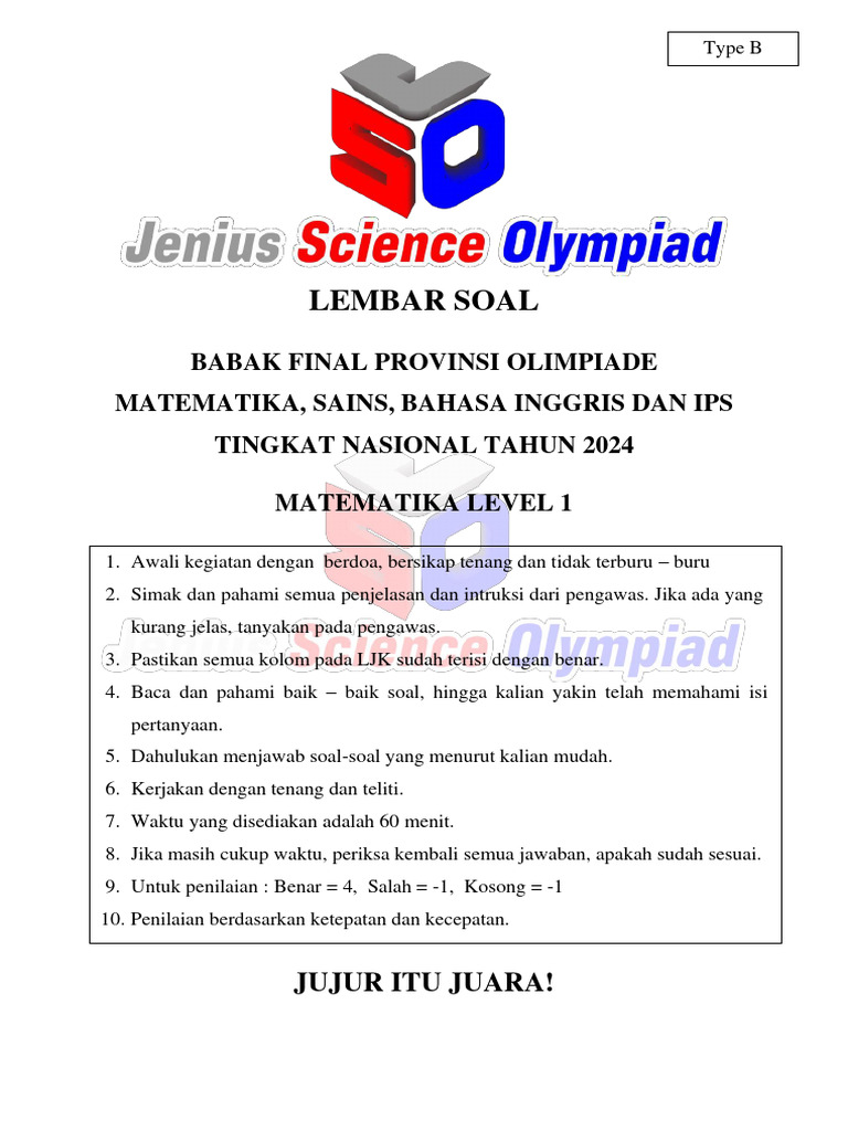 Soal Matematika JSO Final Provinsi | PDF