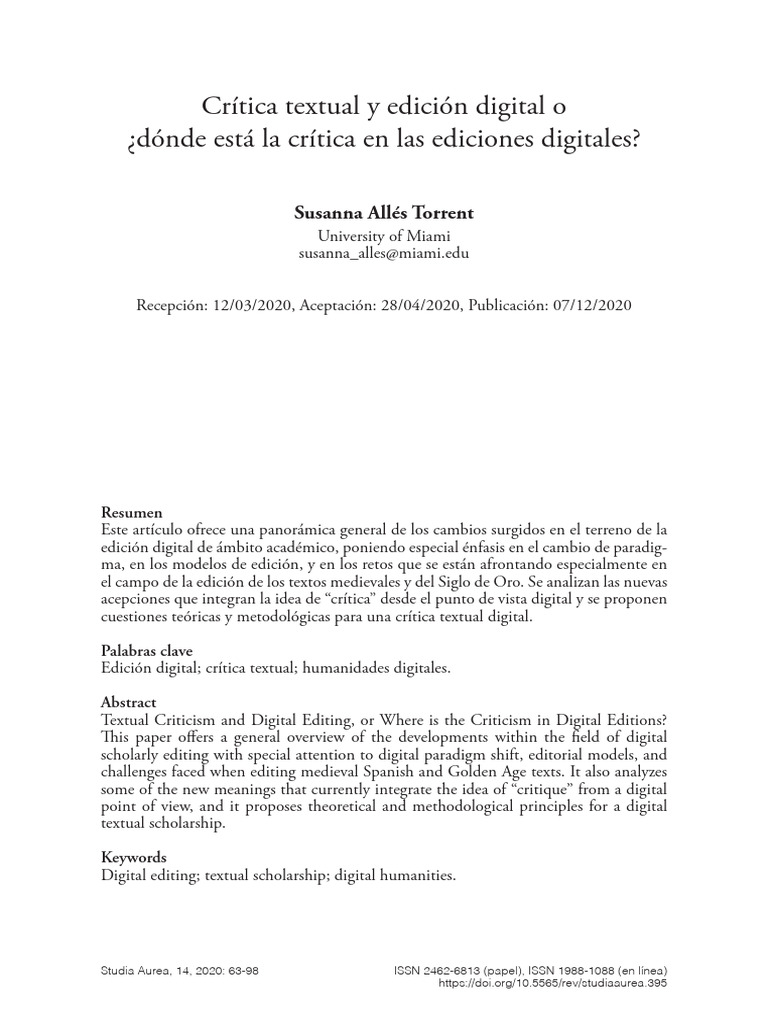 Allés Torrent - 2020 - Crítica textual y edición digital | PDF ...