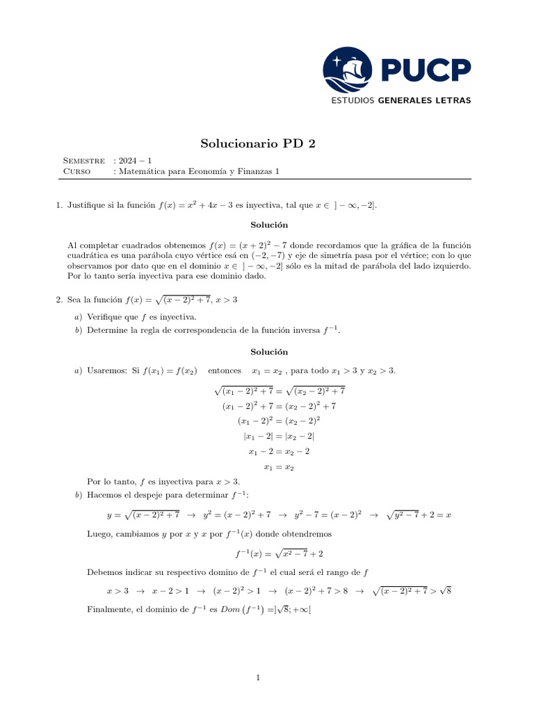 Solucionario PD2 | PDF | Función (Matemáticas) | Relaciones matematicas