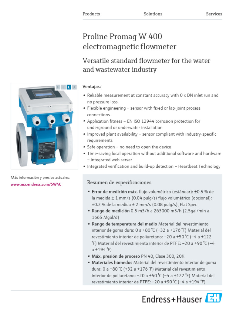 Endress-Hauser Proline Promag W 400 5W4C ES | PDF | Materiales