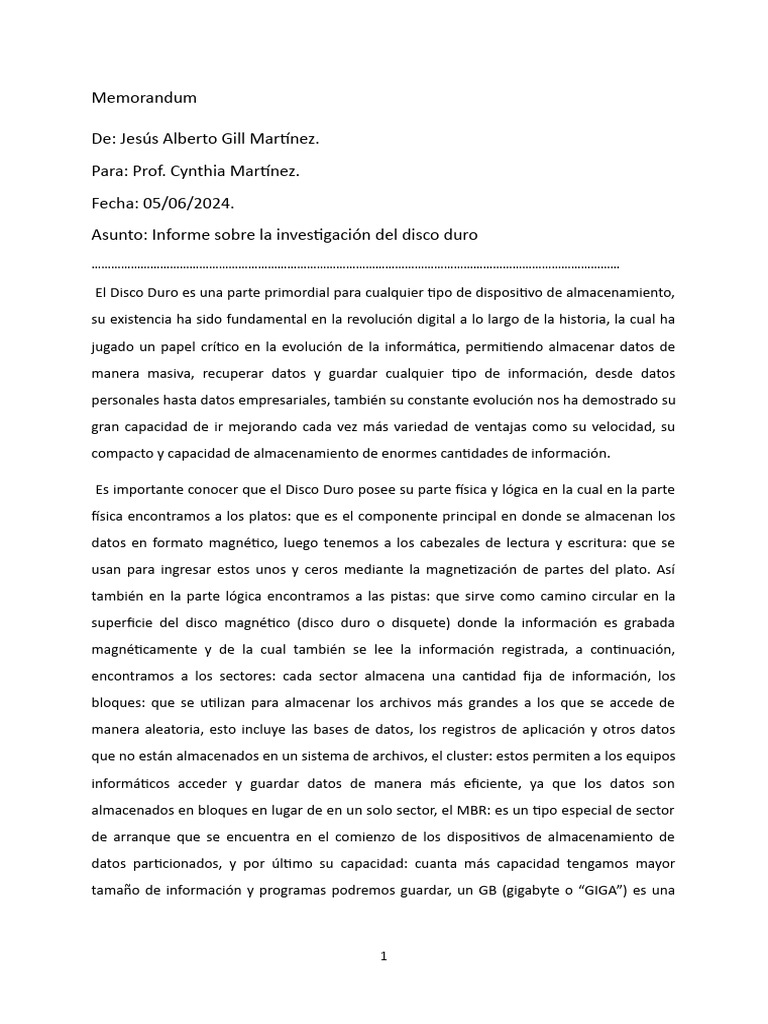 Memorándum Jesús Gill | PDF | Arranque | Disco duro