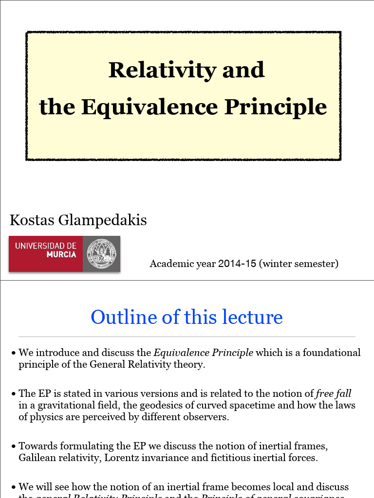 EP Lecture | PDF | Special Relativity | General Relativity