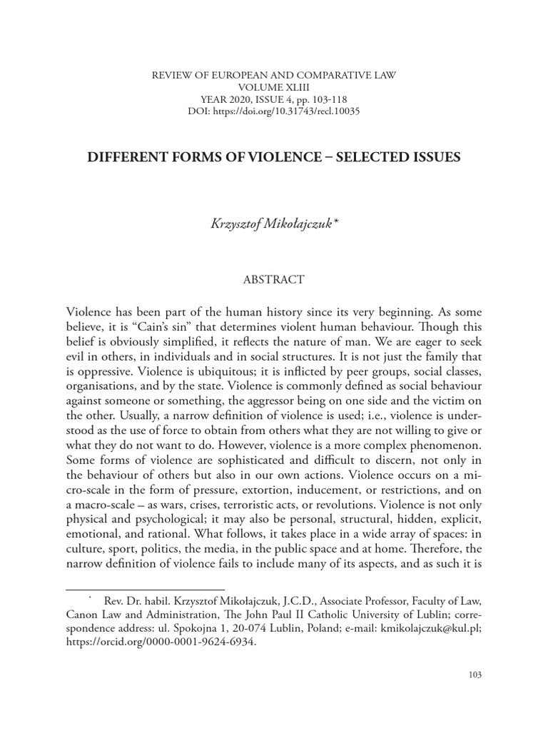 Different Forms of Violence - Selected Issues | PDF | Violence ...