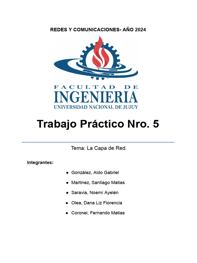 Grupo 5-Redes y Comunicaciones-Tp5 | PDF | Dirección IP | Ingeniería Informática