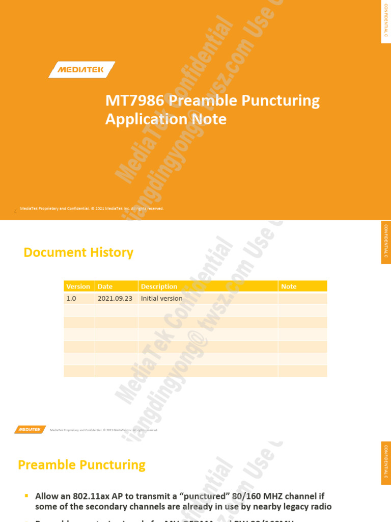 MT7986 Preamble Puncture User Guide | PDF | Wireless
