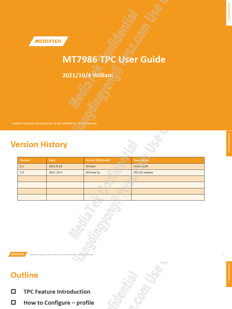 MT7986 TPC User Guide 20211004 v1.0 | PDF | Computing