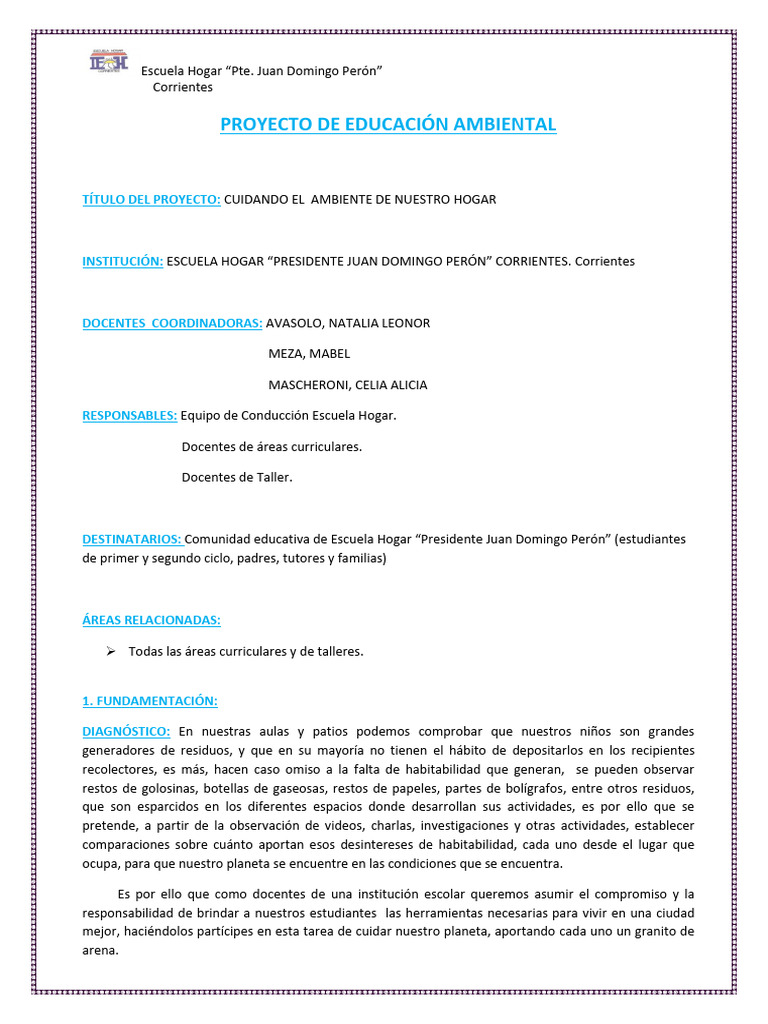 Proyecto de Educación Ambiental | PDF | Entorno natural | Evaluación