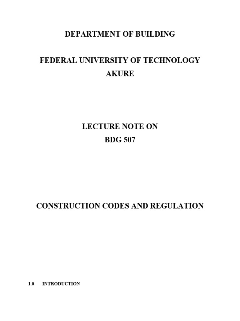 BDG 507 Building Code Regulation and Control | PDF | Building Code | Concrete