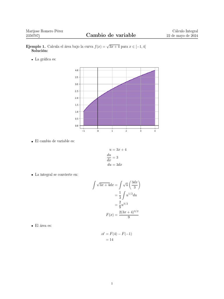 Cambio de Variable | Descargar gratis PDF | Integral | Física Matemática