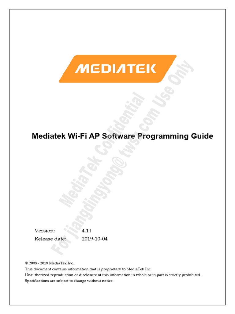 Mediatek Wi-Fi SoftAP Software Programming Guide v4.11 | PDF | Networking | Wireless Networking