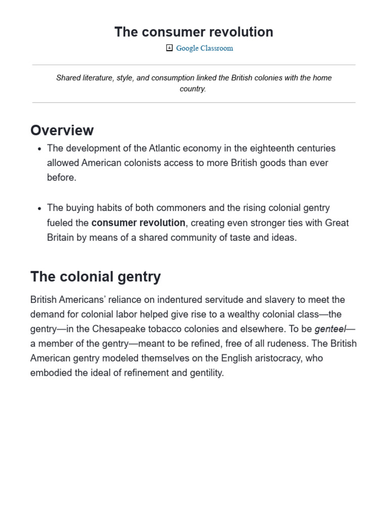 Eighteenth Century Consumer Revolution | PDF | Novels | Gentry