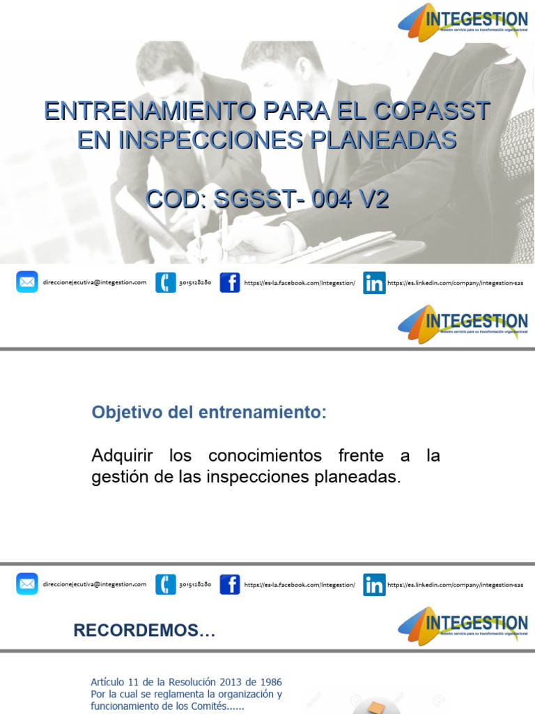 Formación Al COPASST 4 INSPECCIONES PLANEADAS | PDF | Riesgo