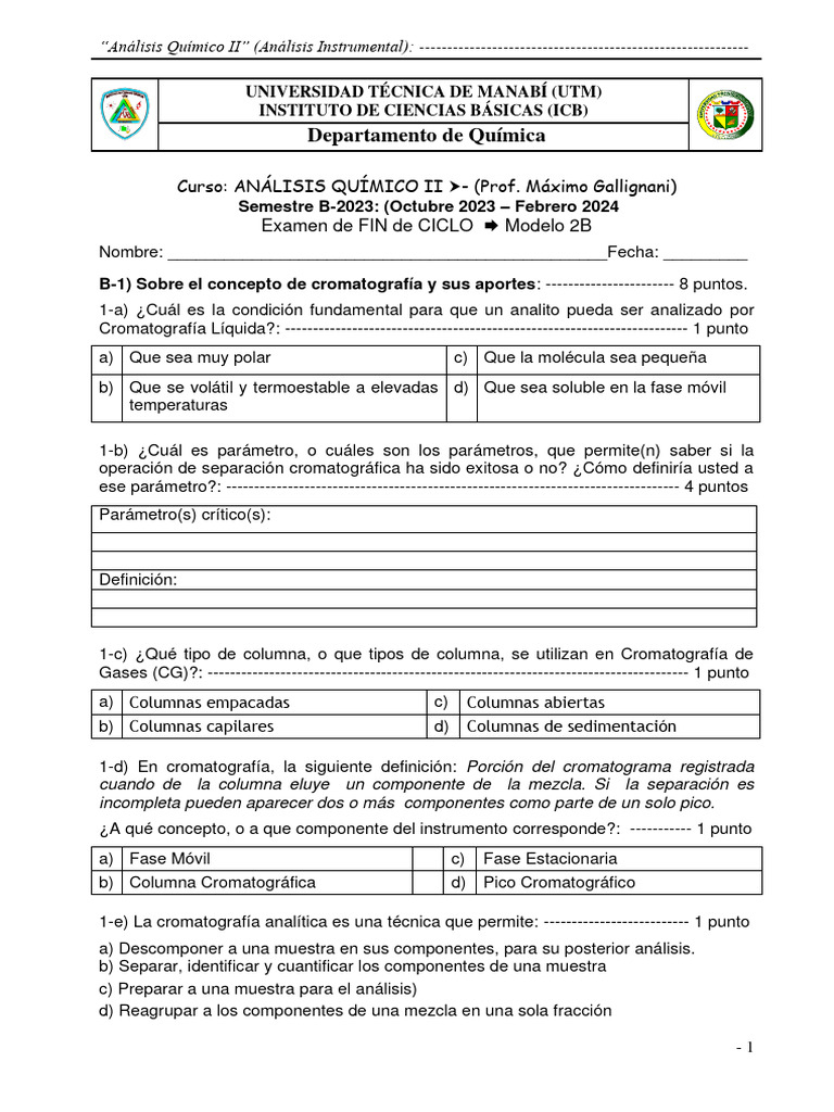 (B) Efc (B-2023) | PDF | Cromatografía | Física Aplicada e ...