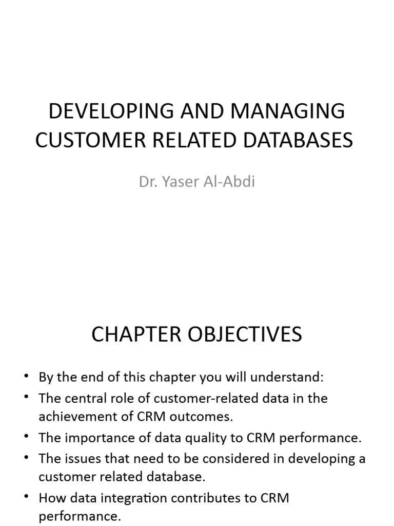 Customer Database Management for CRM | PDF | Customer Relationship ...