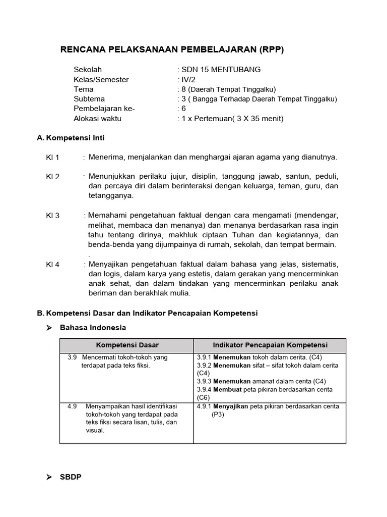 RPP Kelas 4 Integrasi Dengan PLH | PDF | Karier & Perkembangan