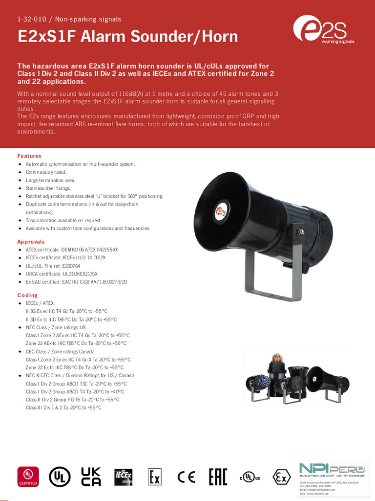 E2S- E2xS1F; Alarm Sounder (Datasheet) | PDF | Electrical Engineering