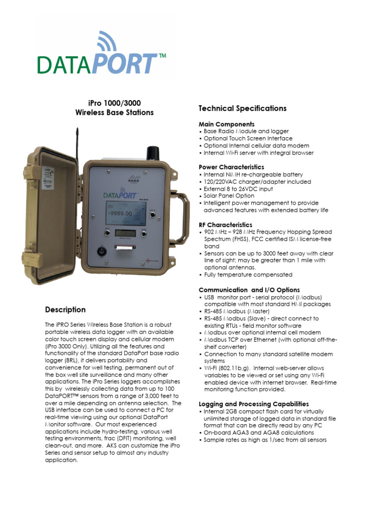 DataPort Ipro Data Sheet | PDF | Wi Fi | Computer Network