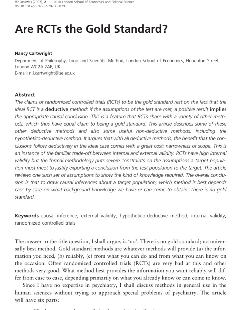 Rethinking RCTs as Gold Standard | PDF | Randomized Controlled Trial | Deductive Reasoning