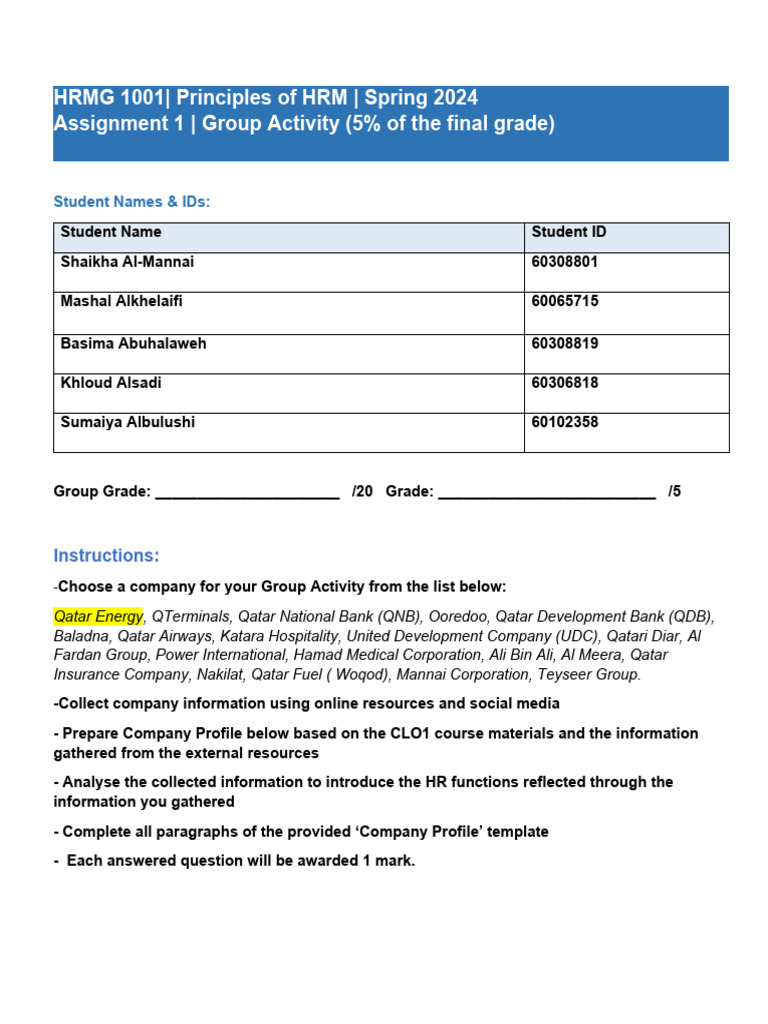 Group1 Assignment 1 Hrmg1001 Company Pdf Economies