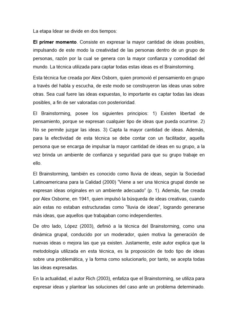 La Fase Idear | PDF | Lluvia de ideas | Pensamiento