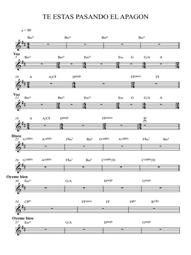 TE ESTAS PASANDO EL APAGON - Partitura Completa | PDF