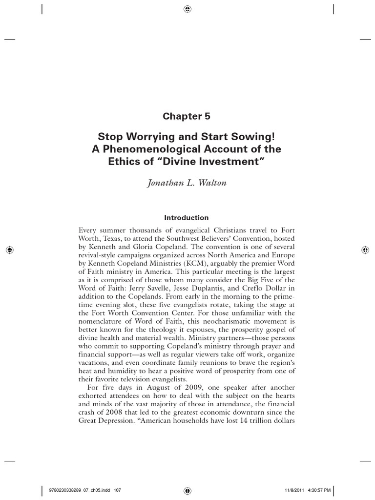 2012 Stop Worrying Start Sowing Bk Chapt | Download Free PDF | Prosperity Theology | Faith