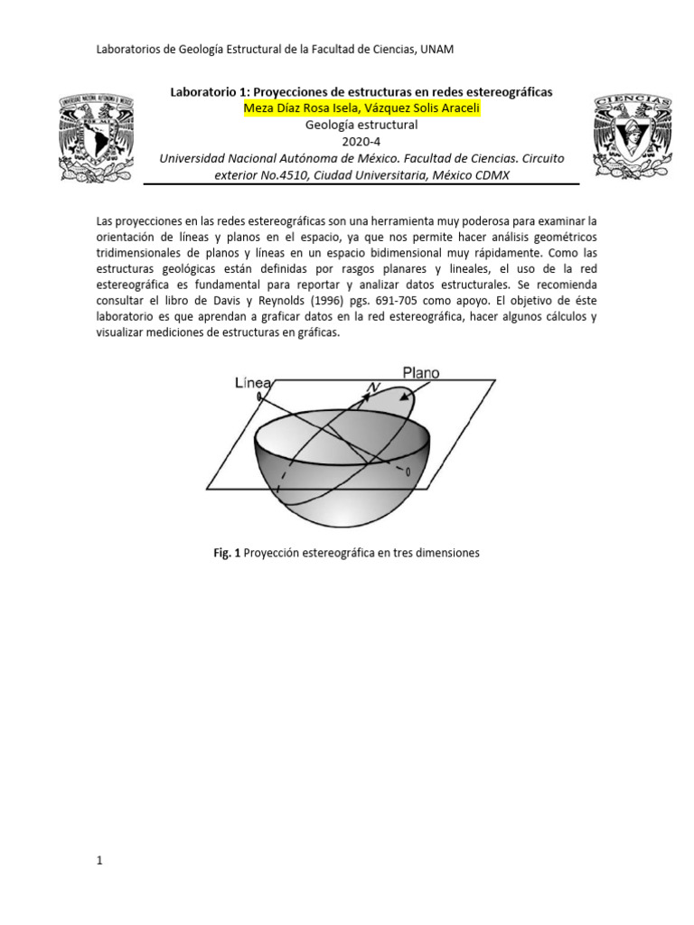 Lab 1-Red Estereográfica.docx | PDF | Geometria clasica | Geometría euclidiana