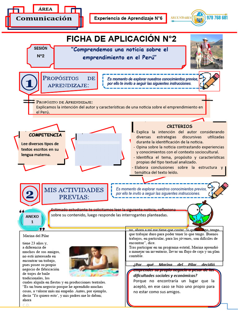 4° Ficha de Aplicación-Sesión.2-Sem.1-Exp.6-Com | PDF | Turismo | Aprendizaje