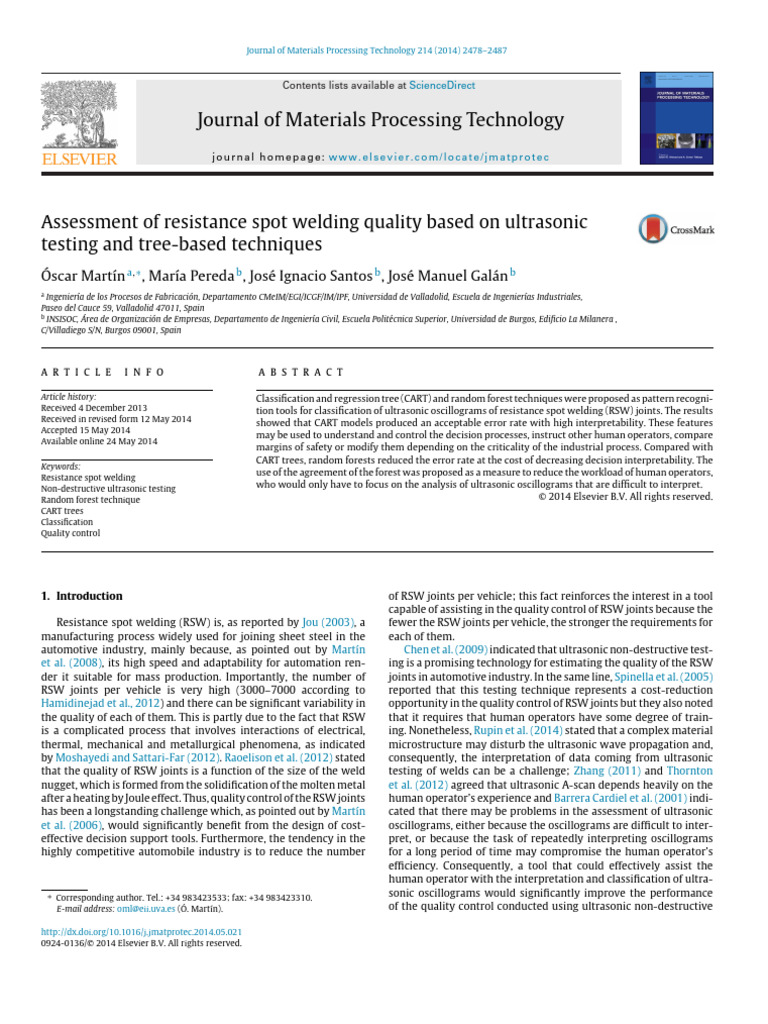 Assessment of Resistance Spot Welding Quality Base 2014 Journal of ...